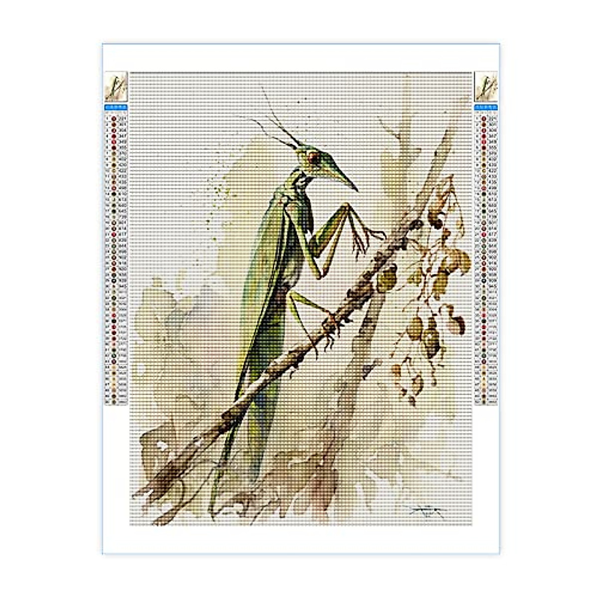 Diamond Painting Kits for Adults 5D Diamond Art Kit for Beginners, Mantis DIY Paint with Round Full Drill Diamonds Paintings Gem Art for Home Wall Decoration Gift 12x16 inch