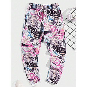 WDIRARA Men's Graphic Print Drawstring Waist Sweatpants Workout Joggers with Pocket Multicolor Camo S