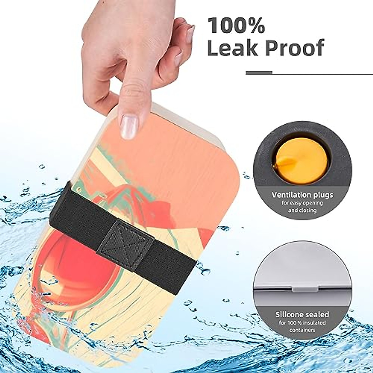 Retro Abstract Shades Adult Lunch Box, Bento Box, With Cutlery Set Of 3, 2 Compartments, Rectangular, Lunch Box For Adults