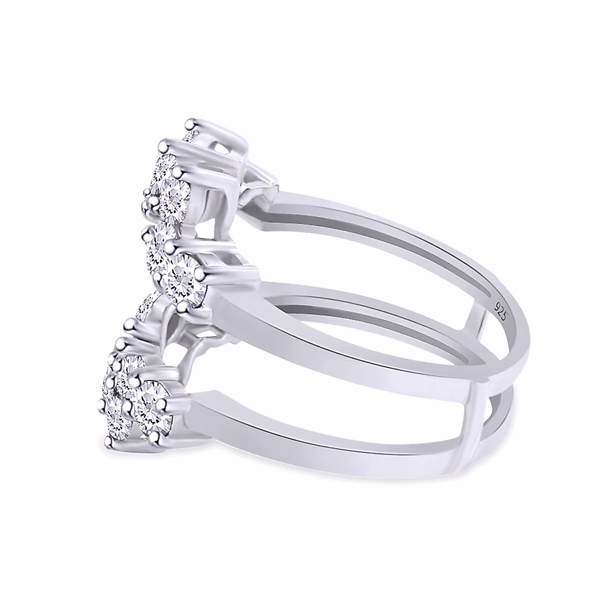 AFFY 1 Carat Round Sunburst Halo Ring Guard Enhancer in 14k White Gold Plated 925 Sterling Silver with Cubic Zirconia Ring Size-6