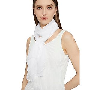 PANTONIGHT Long Chiffon Sheer Scarf For womens (073 white)