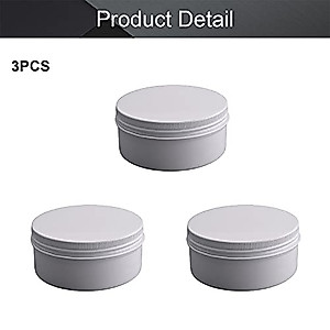 Othmro 3pcs 5.1oz Metal Round Tins Aluminum Tin Cans Containers with Screw Lid, 83*38mm(DxH) White tin cans for Salve, Spices, Lip Balm, Tea or Candies 150ml