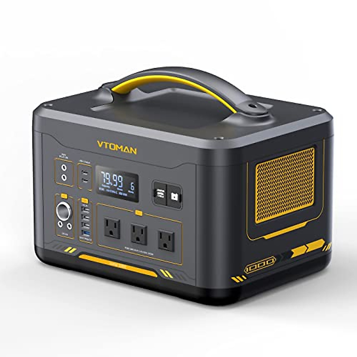 VTOMAN 1000 Portable Power Station 1408Wh 1000W (Peak 2000W), Solar Generator Station, LiFePO4 (LFP) Battery Powered Generator with 3x Pure Sine Wave 1000W AC Outlets for Outdoor Camping & Home Backup