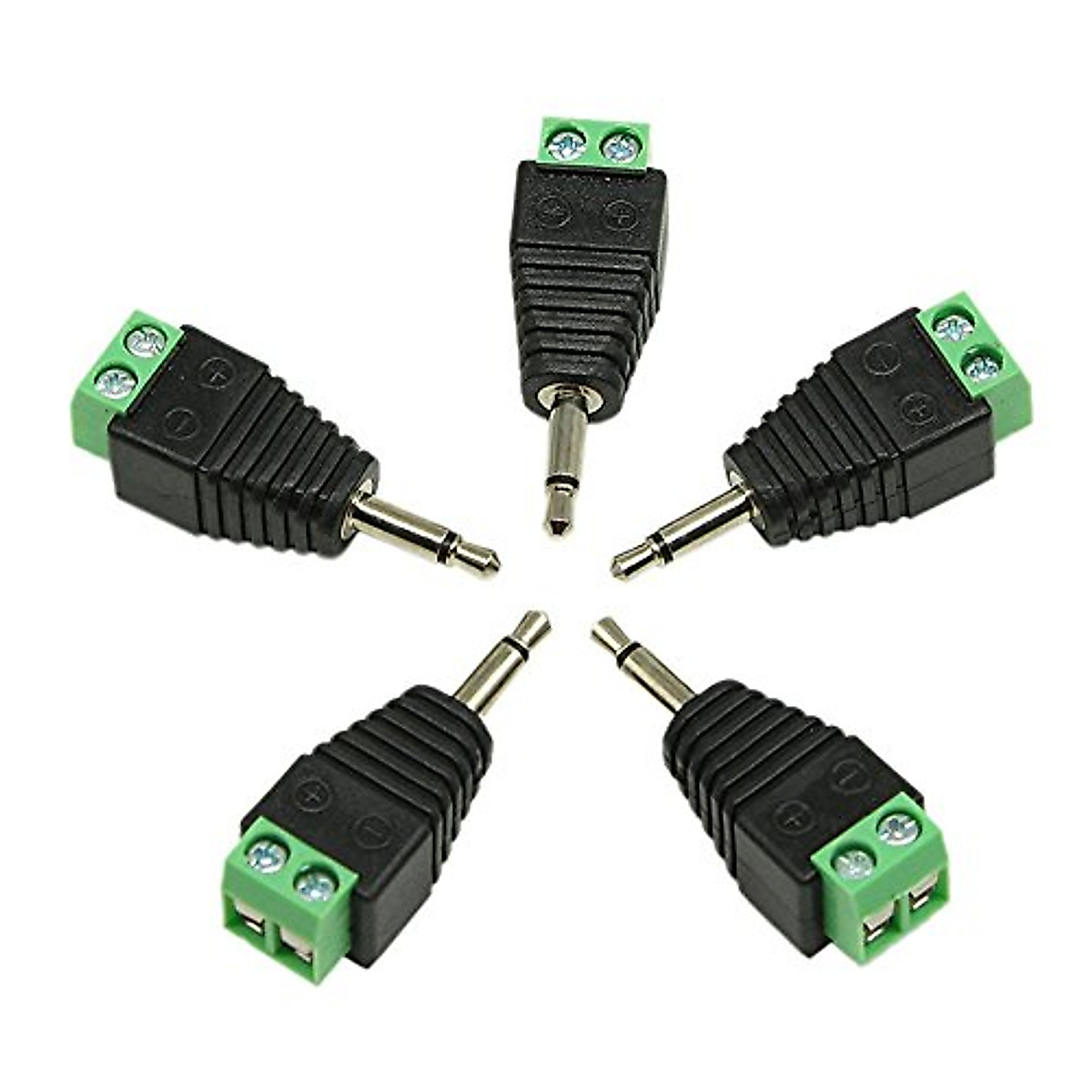 zdyCGTime 3.5mm TS Mono Male to 2 Pin Screw Terminal Female AUX Headphone Balum Converter Adapter (5-Pack)