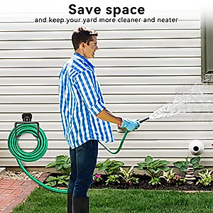 BAKEWAY Garden Hose Holder Wall Mount - Metal Hose Hanger Water Hose Holders for Outside, Heavy Duty Hose Hook Hose Reel for Water Hose, Expandable Hose, Extension Hose (100 FT)