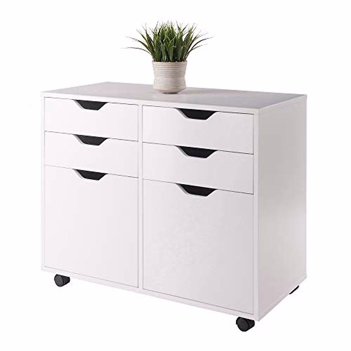 Winsome Halifax Storage Mobile Cabinets, 2 Doors, 4 Drawers, for Home Office, White