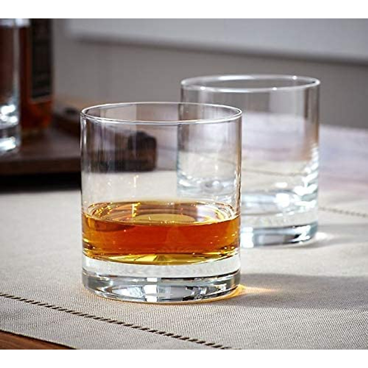 Whiskey Decanter Set with Whiskey Glasses and Airtight Stopper for Vodka, Bourbon, Brandy. Italian Glass | 23.75oz with 2 pack 11oz glasses, Made in Italy