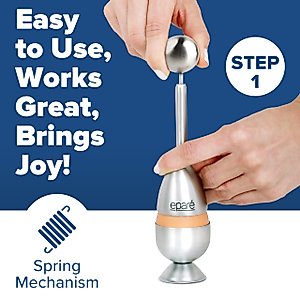 Eparé Egg Cups For Soft Boiled Eggs with Spoons - Hard Boiled Egg Holder & Egg Cracker Tool Set - Stainless Steel Handle Egg Opener Topper & Cutter