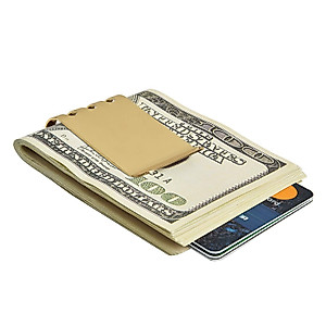 Lindenle Money Clip Spring Steel Cash Clips Large Capacity Minimalist Front Pocket Wallet (Medium Size 18K Gold Engraved Flag)