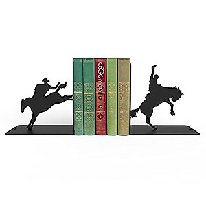 ESGO Cowboy Bookends - Bookends for Shelves, Book Ends for Office, Modern Bookends for Desk and Bookshelves, Metal bookends, Heavy Duty Metal Black Bookend Support, Creative Book Ends.