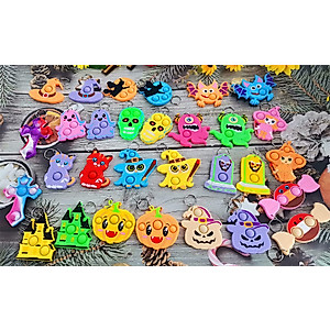 Roaqua Bulk 30 Packs Push Fidget Bubble Mini Pop Fidget for Teens and Kids,Small Birthday Halloween Party Favors Supplies and Classroom Student Prizes Gifts