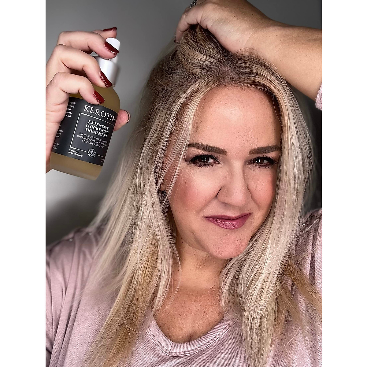 Kerotin Hair Thickening Spray with Keratin for Fine & Thin Hair Growth in Women, Heat Protectant, Repair Mist for Volume, Body & Shine, Diameter Booster, Natural, Sulfate & Cruelty Free, Made in USA