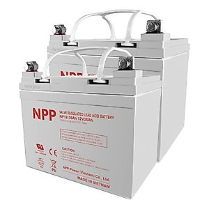 NPP 12 Volt 35Ah Sealed Lead Acid Battery, 12V Rechargeable AGM Battery with T6 Nut and Bolt Terminal 6-FM-35 SLA Replacement Battery for UPS Backup Power, Fish Finder,Scooter, Solar Panels (2Pcs)