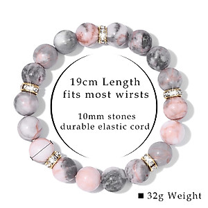 GolbalJew Healing Bracelet For Women Anxiety Beaded Bracelets Jewelry Healing Stone Crystal Bracelet Stress Relief Yoga Beads Chakra Bracelets Gifts For Women pink zebra stone