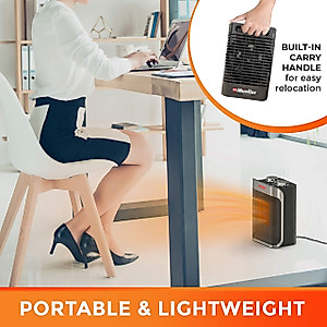 Mueller Portable Space Ceramic Heater 750W/1500W, High Output Fan, Adjustable Thermostat, with overheat/tip over protection for Home Bedroom or Office, ETL Certified