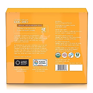 HANDPICK, Organic Earl Grey Black Tea Bags (100 Count) Pure, USDA Organic- Earl Grey Tea Bags |Pure Ingredients - Bergamot Extracts | Citrus Flavor, Brew Hot/Iced Tea with or without milk