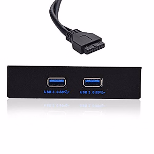 ASHATA USB Front Panel,USB 3.0 Floppy Front Panel with 2-Port,3.5 inches Floppy Bay 19 Pin to 2 Interface USB3.0 HUB