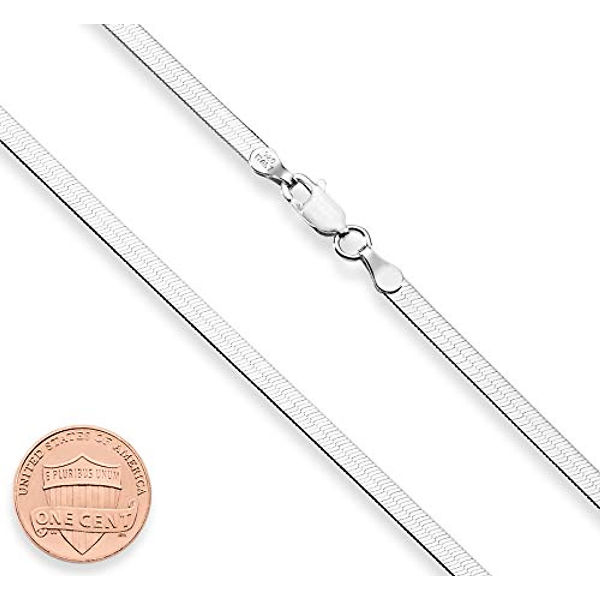 Miabella 925 Sterling Silver Italian Solid 3.5mm Flexible Flat Herringbone Chain Necklace for Women Men, Made in Italy (Length 18 Inches (Small))