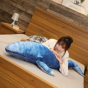 Jensquaify Whale Stuffed Animal, Blue Whale Shark Plush Hug Pillow Ocean Stuffed Toy, 43.3"
