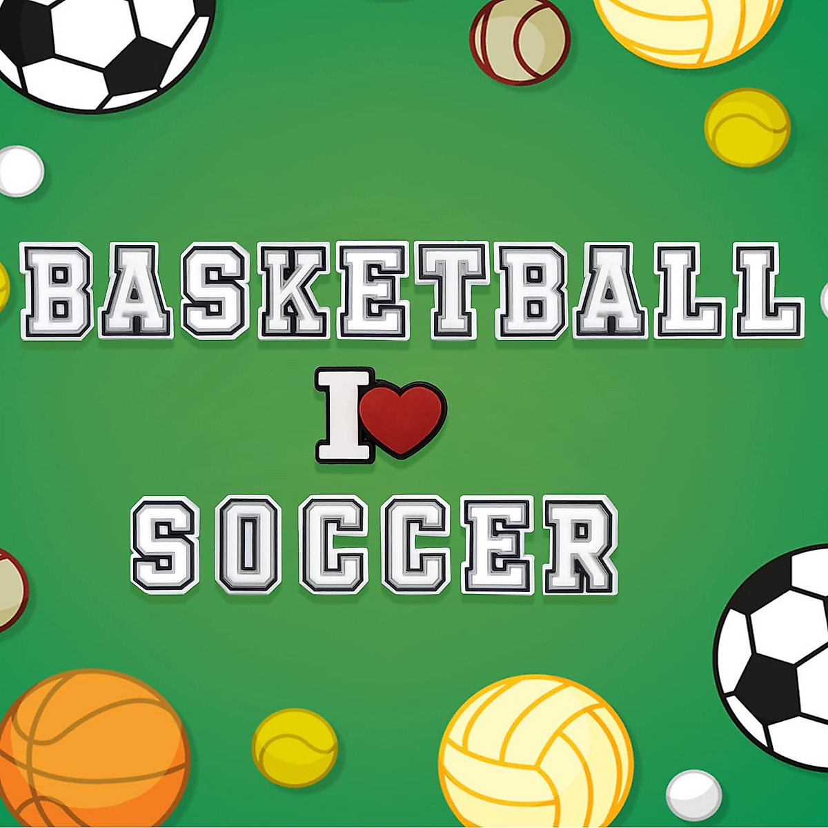 Letters Numbers and Sports Charms for Clog Shoe Decoration, Basketball Baseball Hockey Softball Soccer Football Gift for Boys Kids Teens and Adults