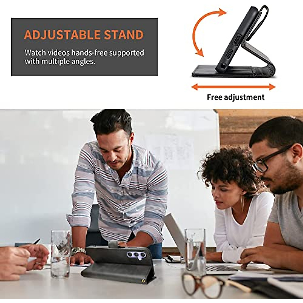 for Samsung Galaxy A54 5G Case and Tempered Glass Screen Protector, PU Leather Flip Cover Wallet Phone Case Protector [Full Protection] [Card Slots] [Kickstand] for Samsung Galaxy A54 5G, Black