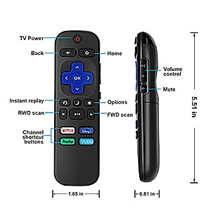 【Pack of 2】Replacement Remote for Roku TV, Compatible with Hisense Roku/TCL Roku/Onn Roku/Philips Roku/Insignia Roku/Sharp Roku TV, Remote with Netflix, Disney, Hulu, VUDU(Not for Roku Stick and Box)