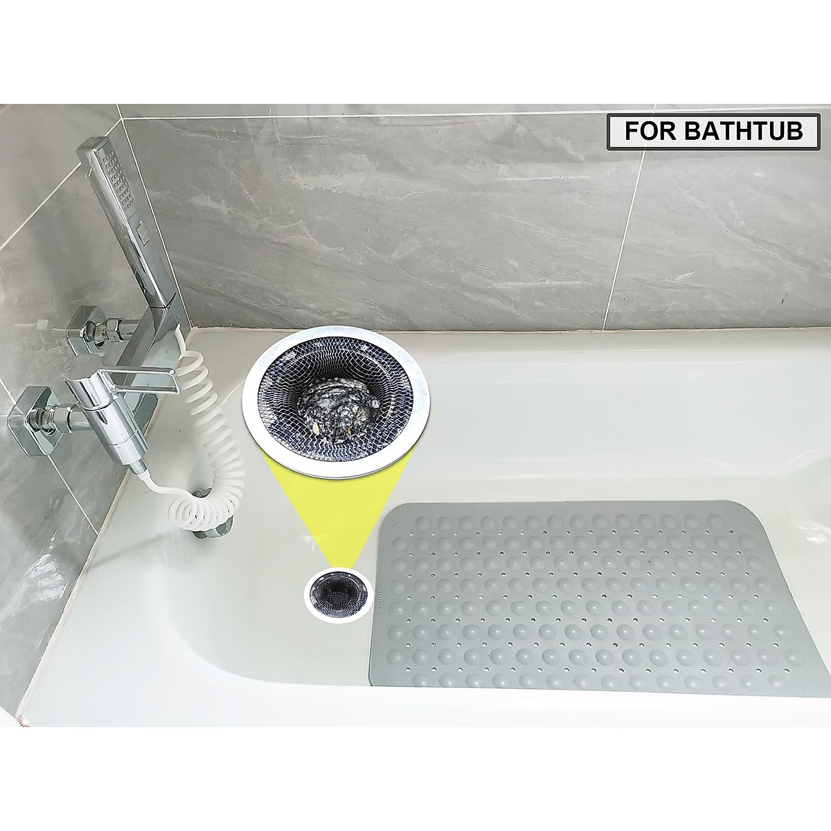 Seatery 2PCS Tub Drain Hair Catcher - 2.75 inch Shower Drain Mesh Strainer, Stainless Steel Shower Bathtub Drain Cover, Bathroom Sink Strainer Filter Basket for Bathroom Sink, Wash Basin Floor Drain