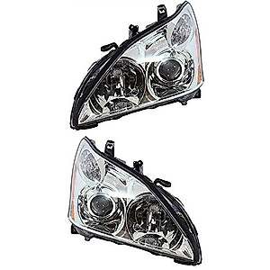 Evan Fischer Headlight Set Compatible with 2004-2006 Lexus RX330 Left Driver and Right Passenger Side