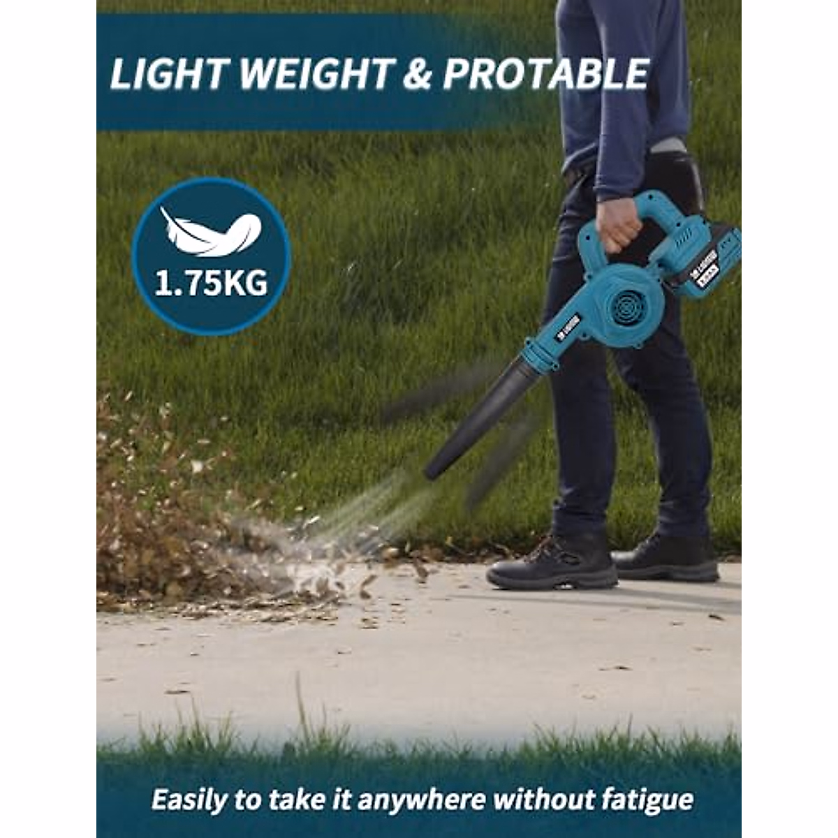 Cordless Leaf Blower，with 21V 3.0 Ah Lithium Battery Powered,High Power and Portability,Patio/Deck/Garden Cleaning, Garage Dusting