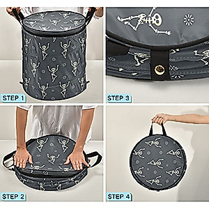 Dancing Skull Halloween Pop Up Laundry Hamper with Lid Foldable Storage Basket Collapsible Laundry Bag for Camping Hotel Dormitory