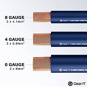 GearIT 1/0 Gauge Wire (25ft - Blue Translucent) Copper Clad Aluminum CCA - Primary Automotive Wire Power/Ground, Battery Cable, Car Audio Speaker, RV Trailer, Amp, Electrical 0ga AWG 25 Feet