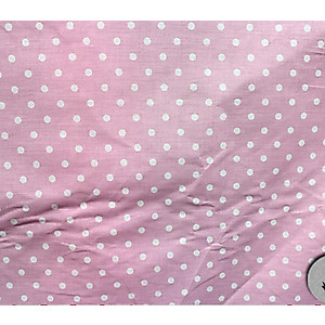 Polycotton Fabric Printed Small DOTS White Baby Pink Background / 60" Wide/Sold by The Yard