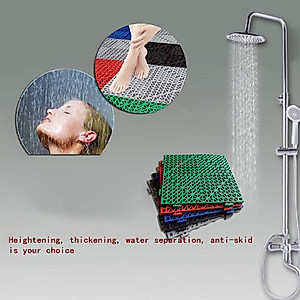 12 Pack Modular Interlocking Cushion 11.5" x 11.5" Mat Floor Tile Mats Drain Pool Patio Balcony Yard Pet Area Washer Pad(Blue)