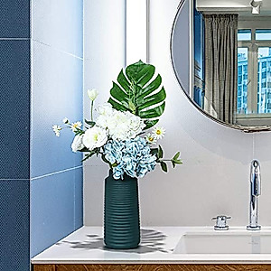 Kisflower 6Pcs Blue Flowers Silk Hydrangea Artificial Flowers Realistic Hydrangea Flowers Bouquet for Wedding Party Office Home Decor (Blue)