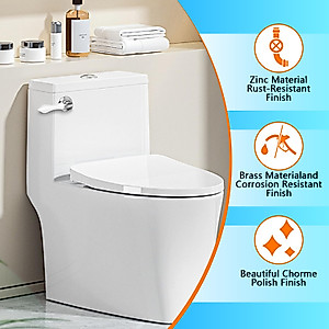 Boltigen Toilet Handle Replacement Kit, Front Mount Flush Handle for Toilet Tank, White Toilet Lever Replacement with Stainless Steel Flapper Chains, for Universal Toilets Flush Repair