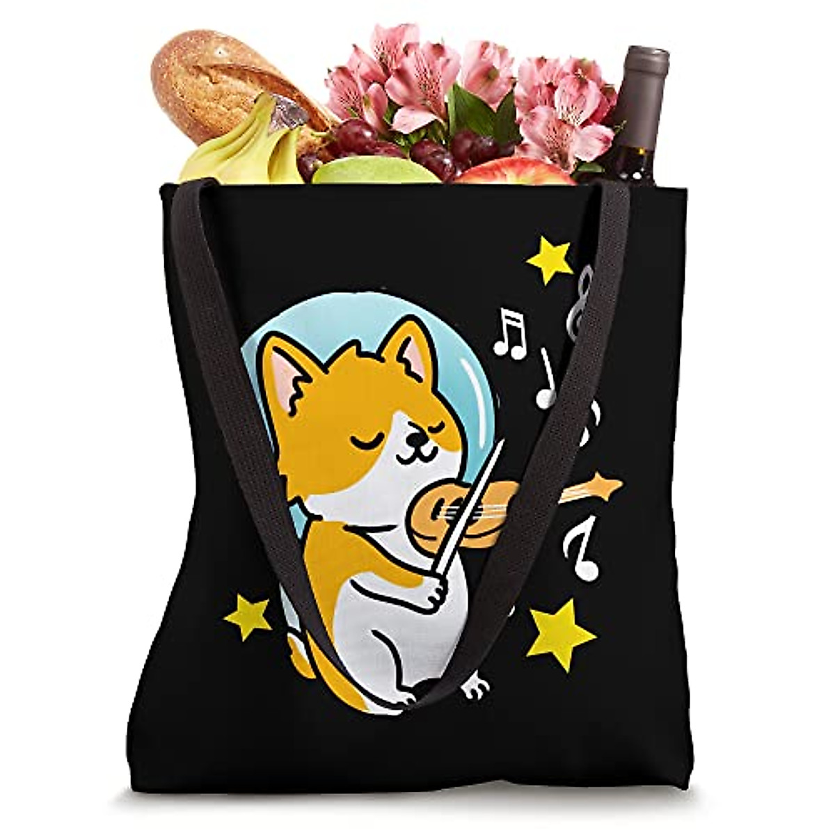 Corgi Astronaut Playing Violin Tote Bag