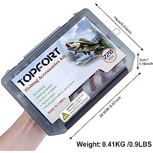 TOPFORT 187/343pcs Fishing Accessories Kit, Including Jig Hooks, Bullet Bass Casting Sinker Weights, Fishing Swivels Snaps, Sinker Slides, Fishing Set with Tackle Box
