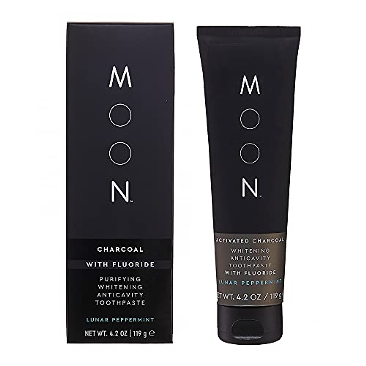 MOON Charcoal Whitening Toothpaste with Fluoride, Lunar Peppermint - 4.2oz