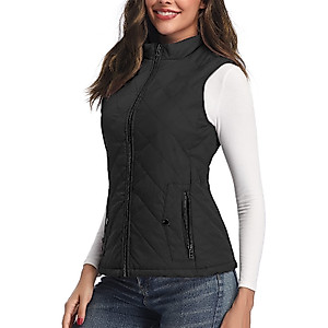 LONGKING Women's Vest - Stand Collar Lightweight Zip Quilted Vest for Women