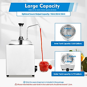 Cheese Warmer with Pump, 2.6Qt Nacho Cheese Warmer, 650W Hot Fudge Warmer with Pump 30-110℃ Temp Adjustable, Stainless Steel Hot Cheese Dispenser for Salad Jam Seasoning Sauce