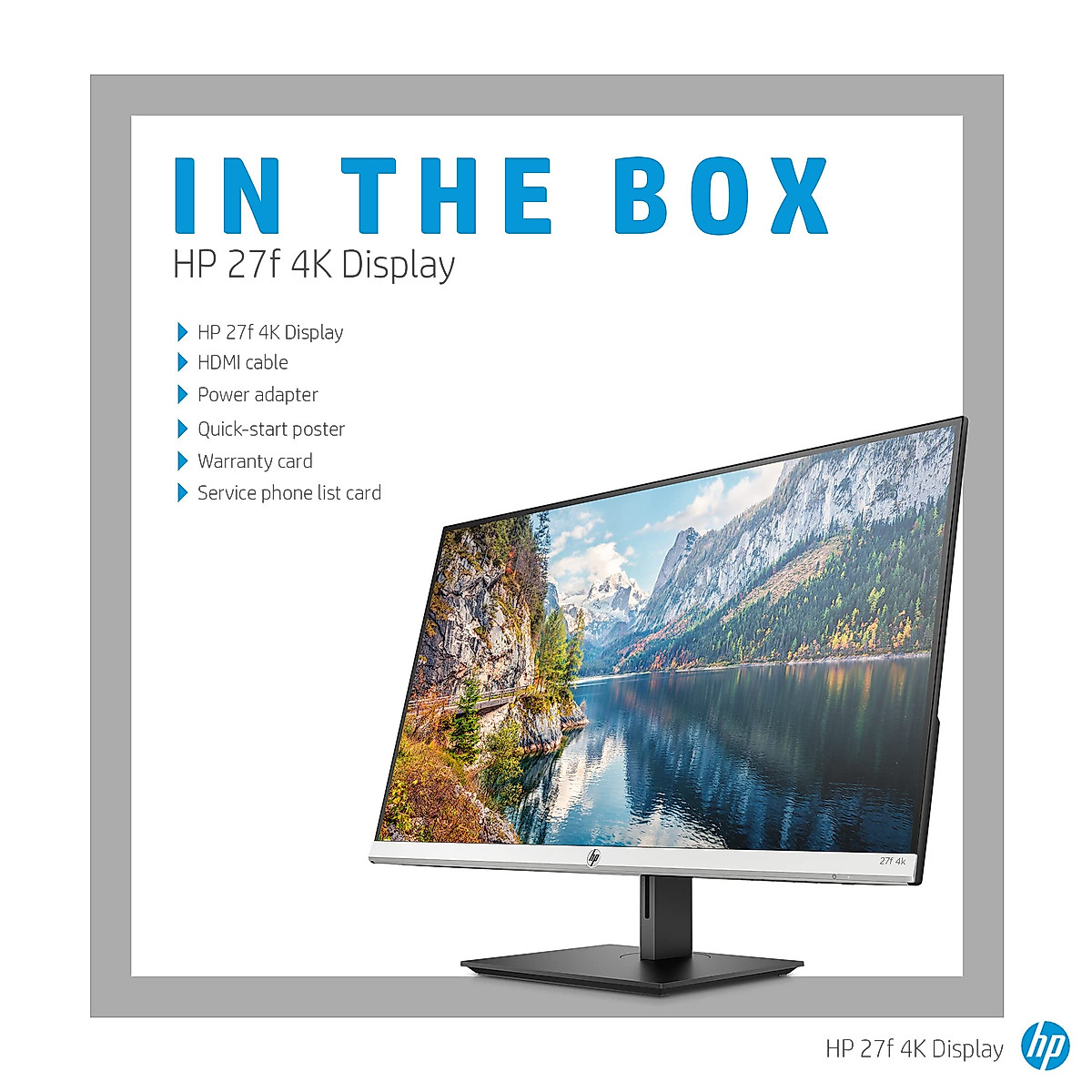 HP 27-inch Monitor with Height Adjust (27f 4K, Natural Silver and Black)