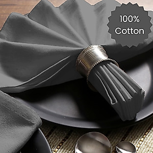Cotton Clinic Cloth Dinner Napkins - Perfect Everyday Use Table Napkins - Soft Durable Washable - Ideal for Party Wedding Christmas Easter - Set of 12-20x20 inches Grey Napkins