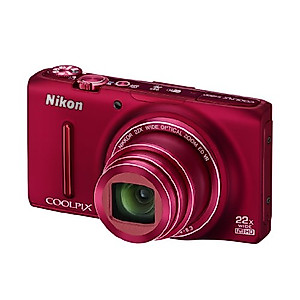 Nikon COOLPIX S9500 Wi-Fi Digital Camera with 22x Zoom and GPS (Red) (OLD MODEL)