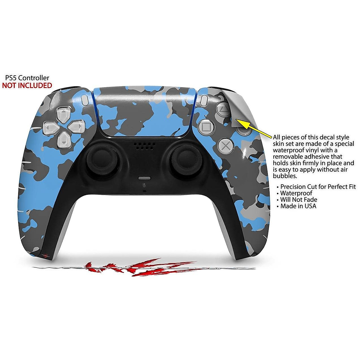 WraptorSkinz Skin Wrap compatible with Sony PS5 DualSense Controller WraptorCamo Old School Camouflage Camo Blue Medium (CONTROLLER NOT INCLUDED)