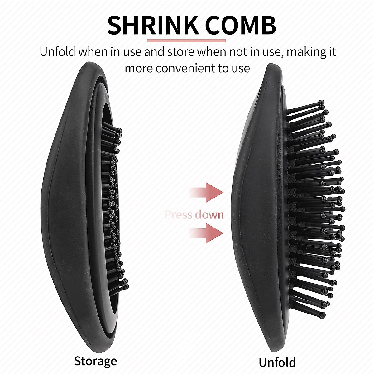 Travel Hair Brush, Ancable Mini Portable Retractable Pocket Air Cushion Brush, Compact Pop Up Hair Massage Comb Brush