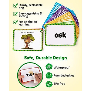 Coogam Sight Words Educational Flashcards - 220 Dolch Sightwords Game with Pictures & Sentences,Literacy Learning Reading Cards Toy for Kindergarten,Home School Kids 3 4 5 Years Old