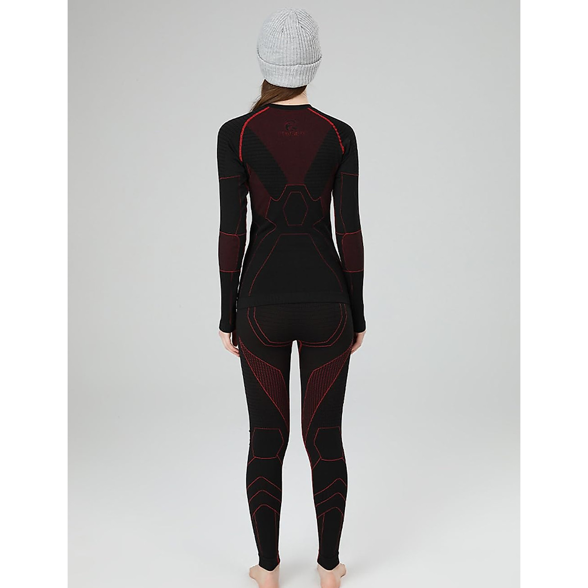 SEARIPE Women Thermal Underwear, Ski Base Layer - Long Sleeve Compression Tops & Long Johns Bottom Sets Quick Drying (SE111,W-BK,XS)