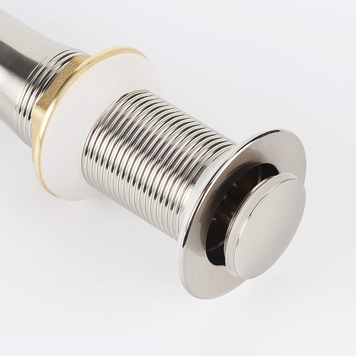 Bathroom Faucet Vessel Pop Up Sink Drain with Detachable Basket Stopper, Brushed Nickel Without Overflow