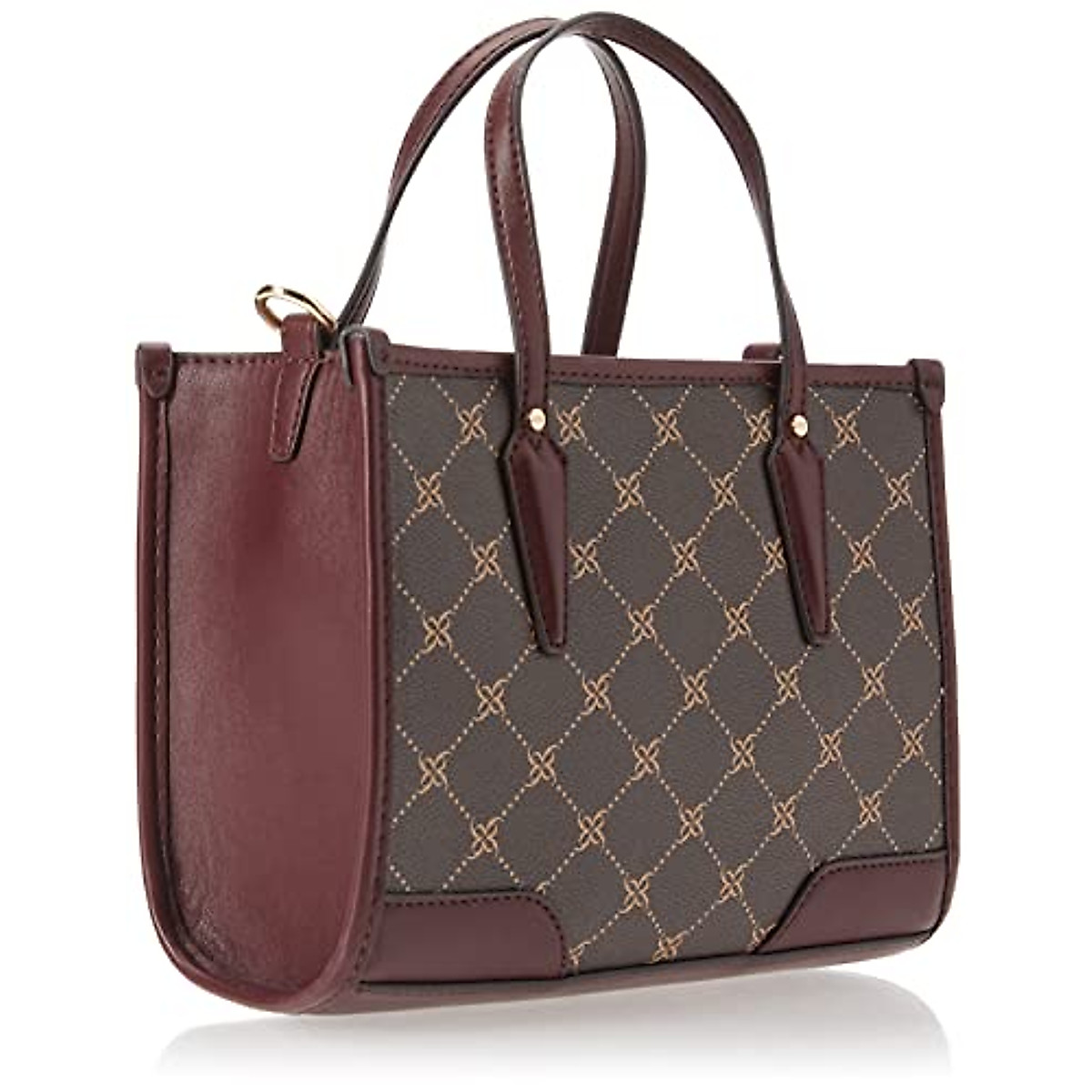 NINE WEST Emery Mini Tote, Brown Logo/Merlot