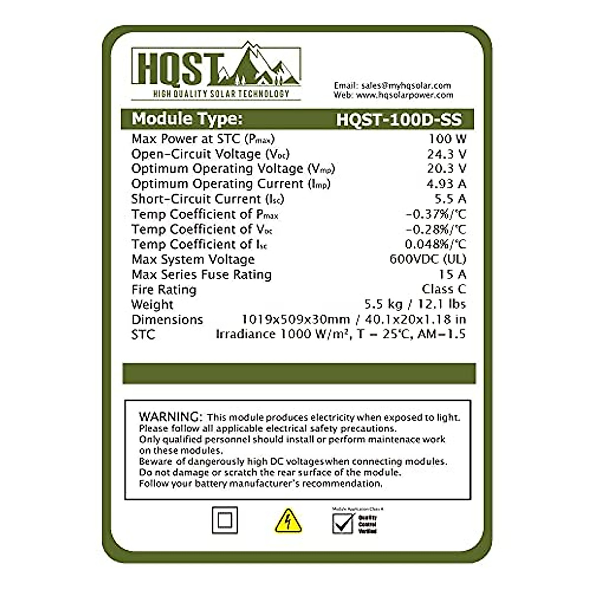 HQST 2pcs 100W 12V 9BB Cell Monocrystalline Solar Panel, Up to 23% High Efficiency Module, Waterproof for RVs, Motorhomes, Cabins, Marine, Boat and Any Other Off Grid Applications-Upgrade Version